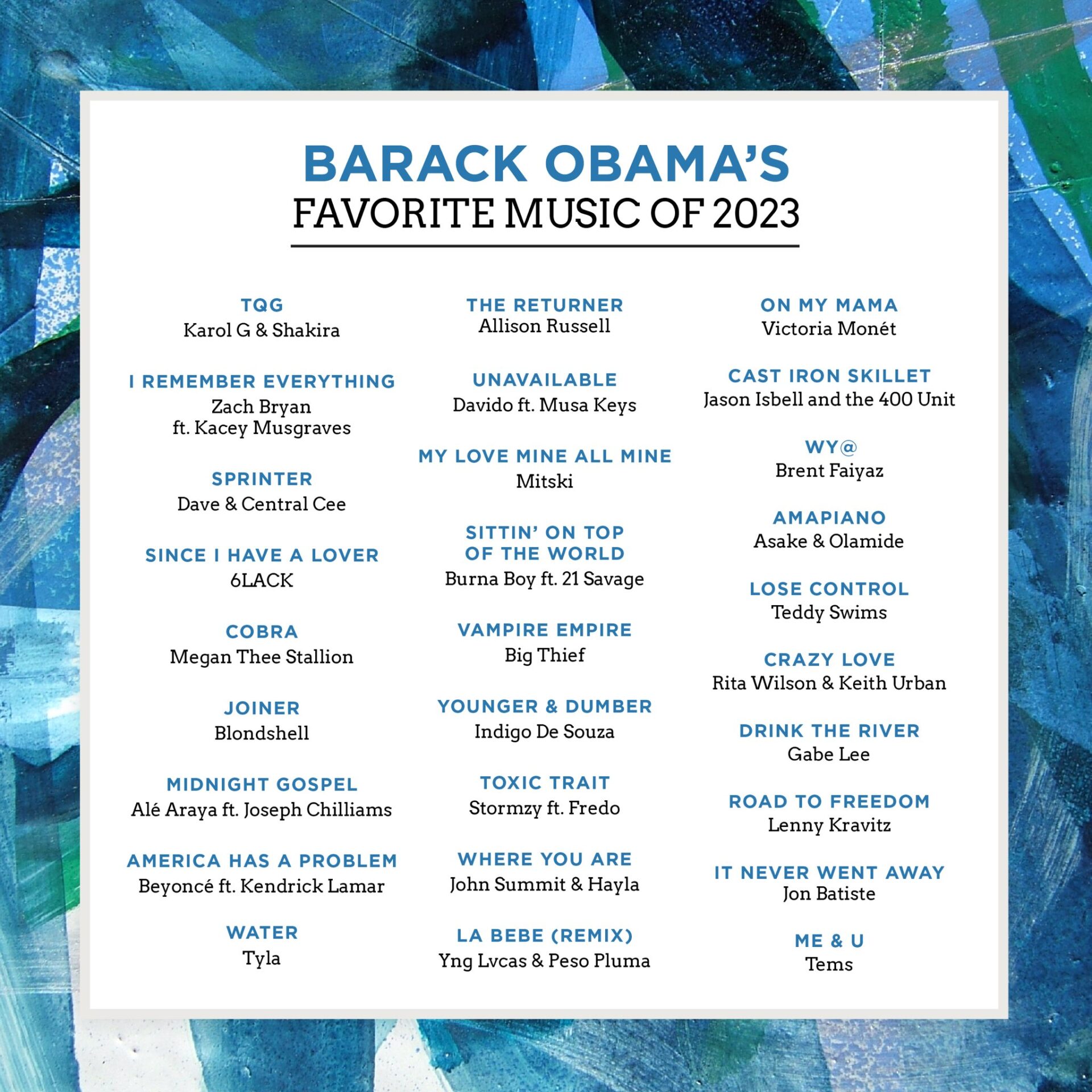 Barack Obama unveils his favorite music of 2023 - The DJ Sessions